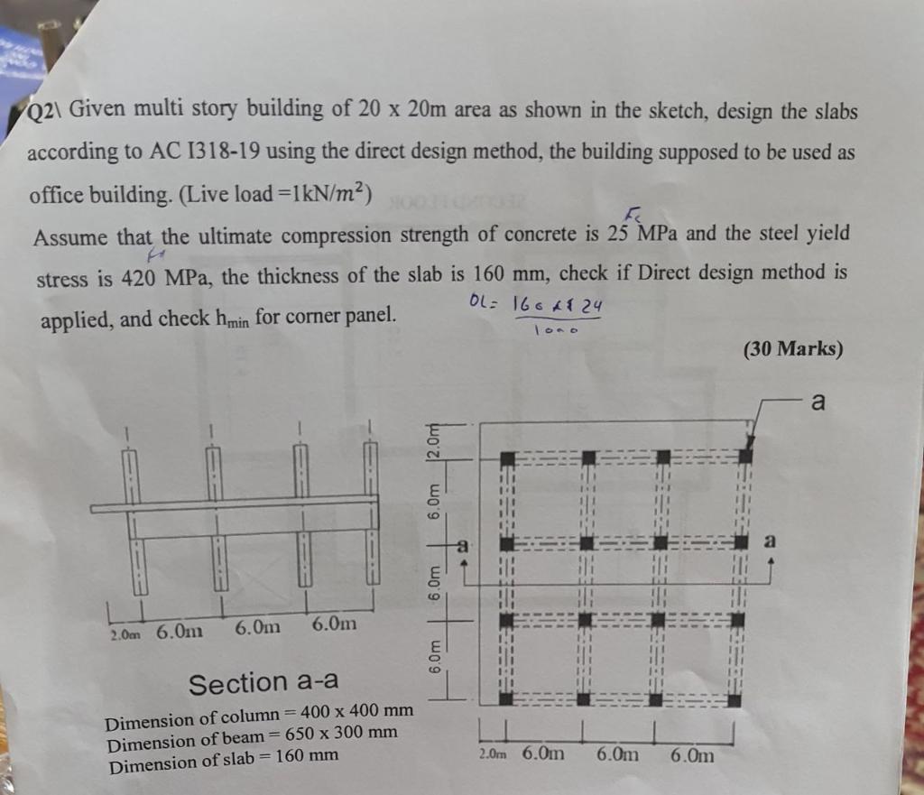 Solved 021 Given multi story building of 20 x 20m area as | Chegg.com