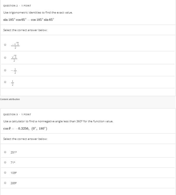 Solved QUESTION 2.1 POINT Use trigonometric identities to | Chegg.com
