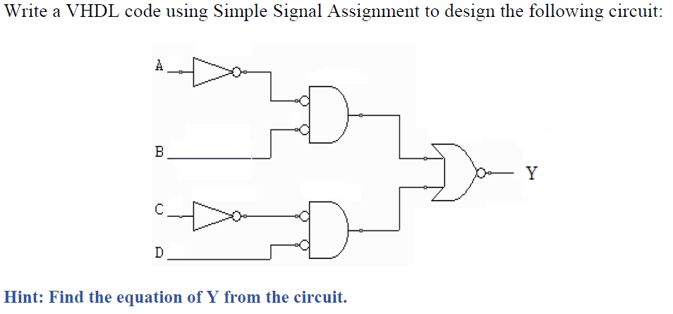 Solved Write a VHDL code using Simple Signal Assignment to | Chegg.com