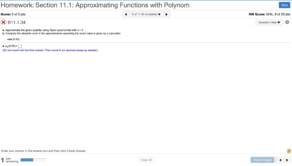 Solved Homework: Section 11.1: Approximating Functions with | Chegg.com