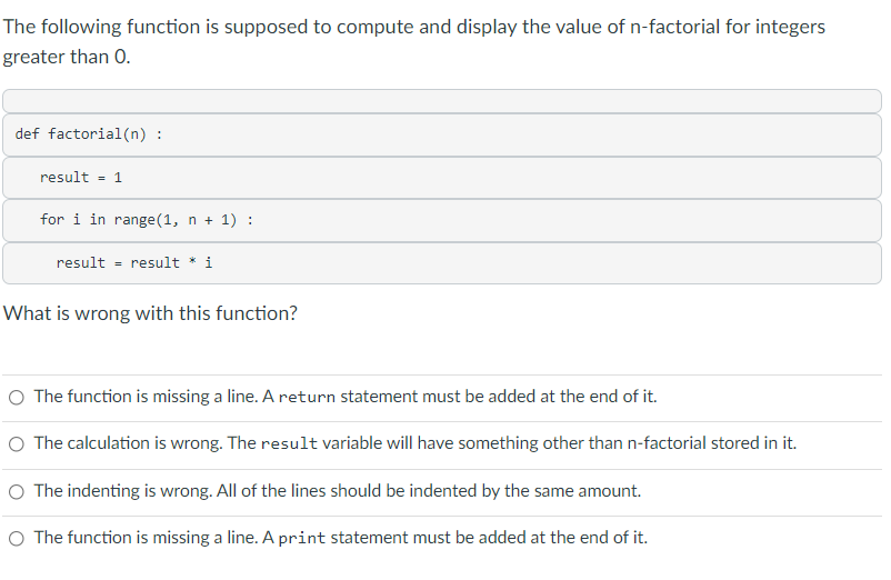 Solved The following function is supposed to compute and | Chegg.com