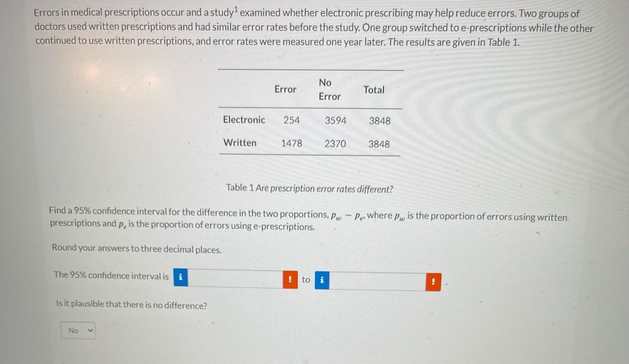 Solved Errors in medical prescriptions occur and a study 1 | Chegg.com