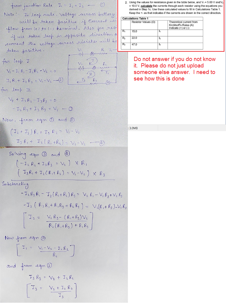 Solved Note : 2. Using the values for resistance given in | Chegg.com