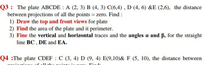 Solved Q3 : The plate ABCDE : A (2, 3) B (4, 3) C(6,4), D | Chegg.com