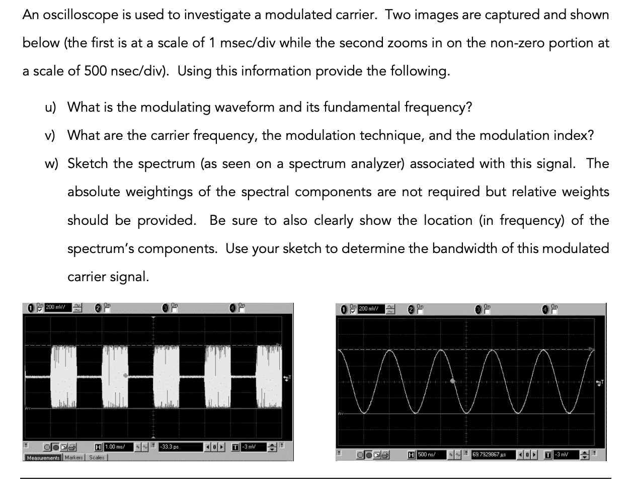 Solved An oscilloscope is used to investigate a modulated | Chegg.com