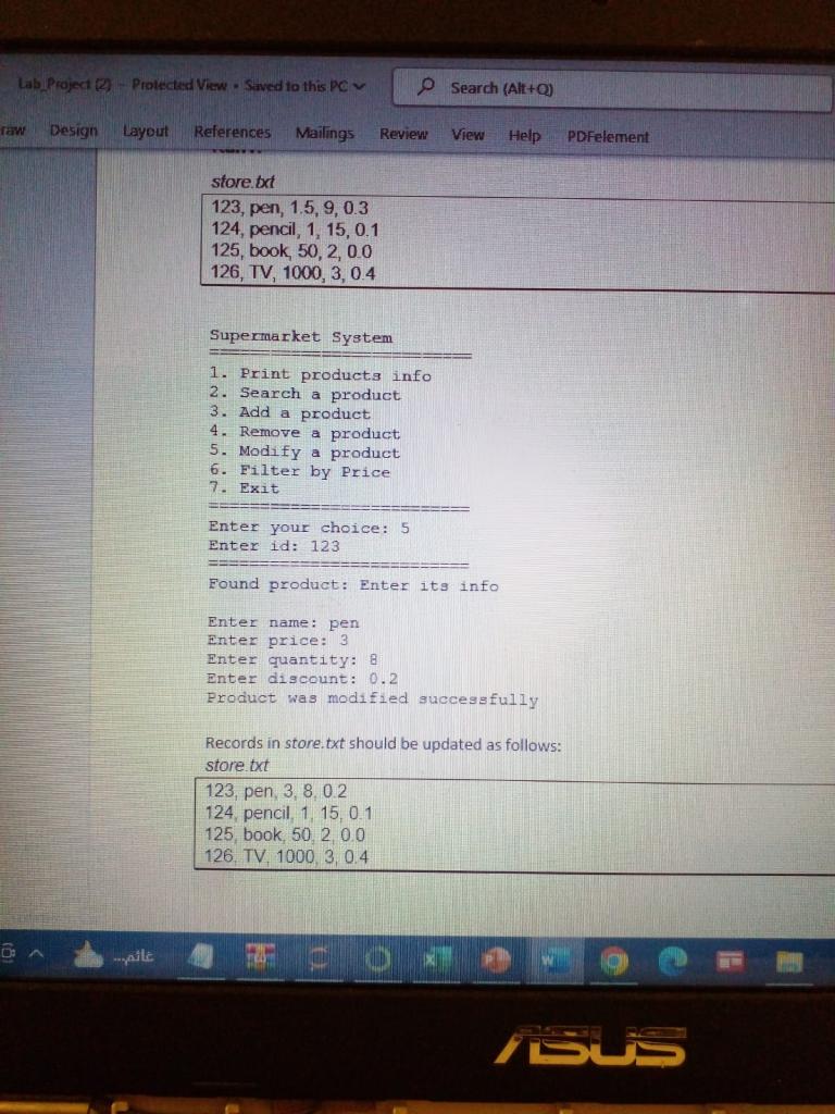 Solved Supermarket System 1. Print products info 2. Search a | Chegg.com