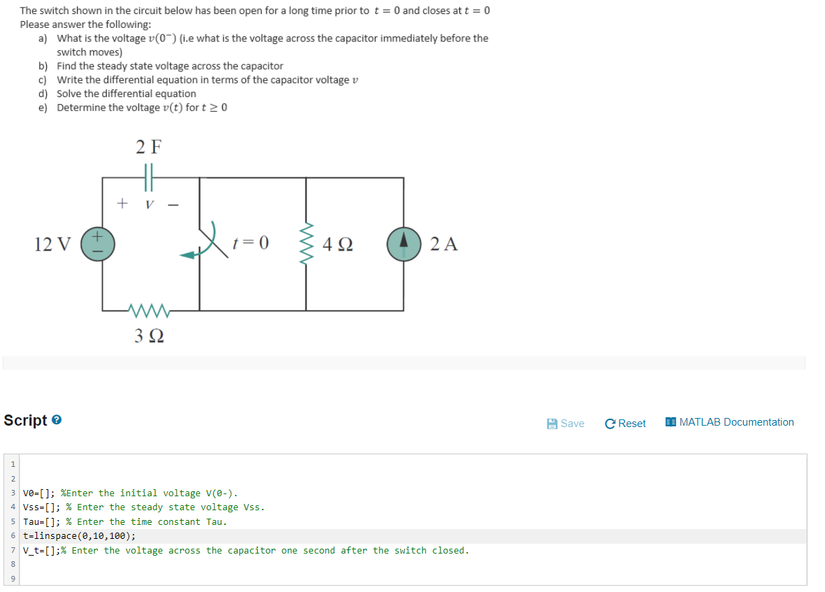 Solved The switch shown in the circuit below has been open | Chegg.com