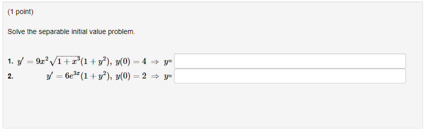 Solved Solve the separable initial value problem. 1. | Chegg.com