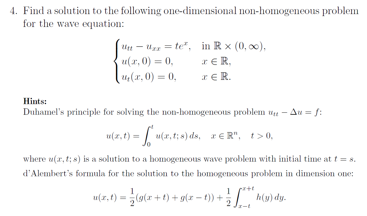 Solved Find a solution to ﻿the following one-dimensional | Chegg.com