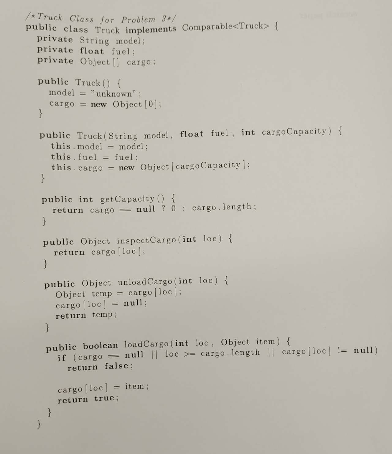 Solved /*Truck Class for Problem 3*/ public class Truck | Chegg.com