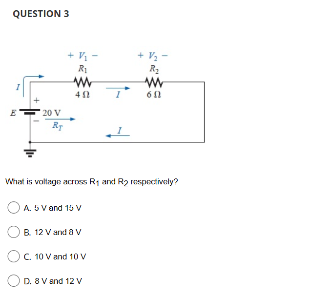 Solved QUESTION 3What is voltage across R1 ﻿and R2 | Chegg.com