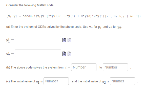 Solved Consider the following Matlab code: [t, y] = ode23 | Chegg.com