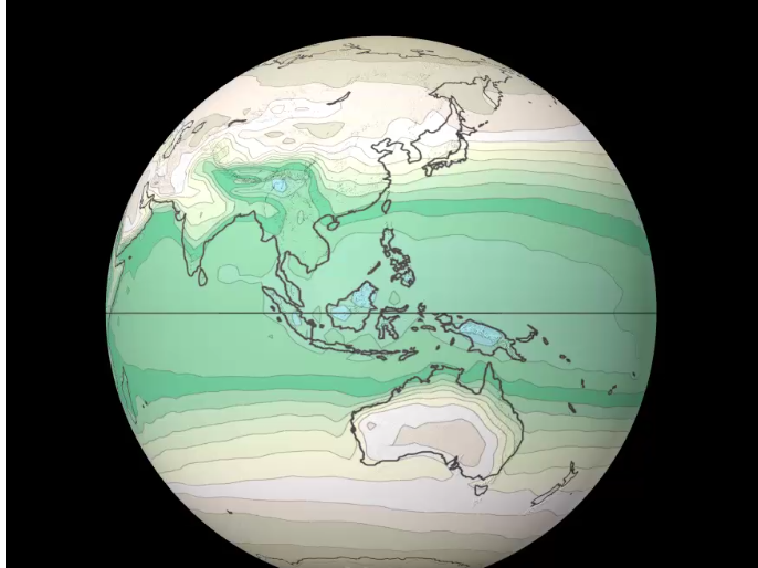 Solved This map depicts specific humidity, with green and | Chegg.com