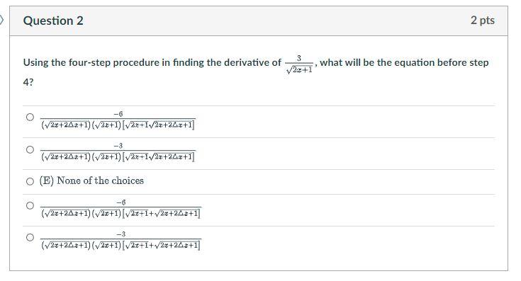 Solved > Question 2 2 pts 3 Using the four-step procedure in | Chegg.com