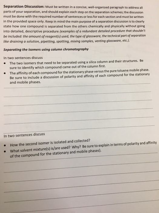 Separation Discussion: Must be written in a concise, | Chegg.com