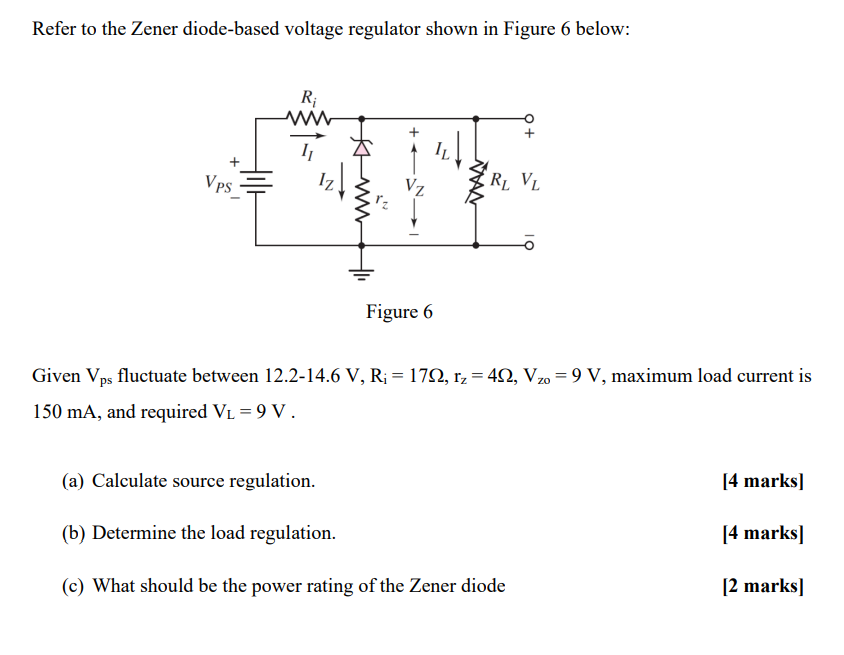 Solved Refer to the Zener diode-based voltage regulator | Chegg.com