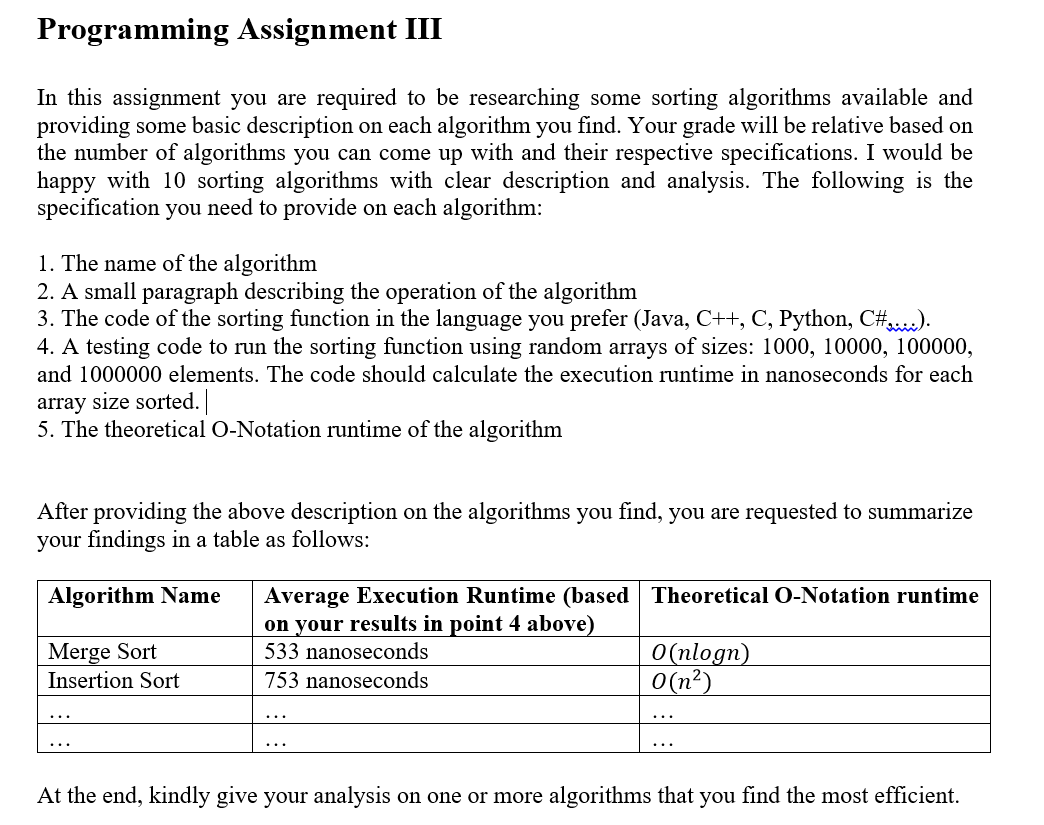 Solved Programming Assignment III In this assignment you are | Chegg.com