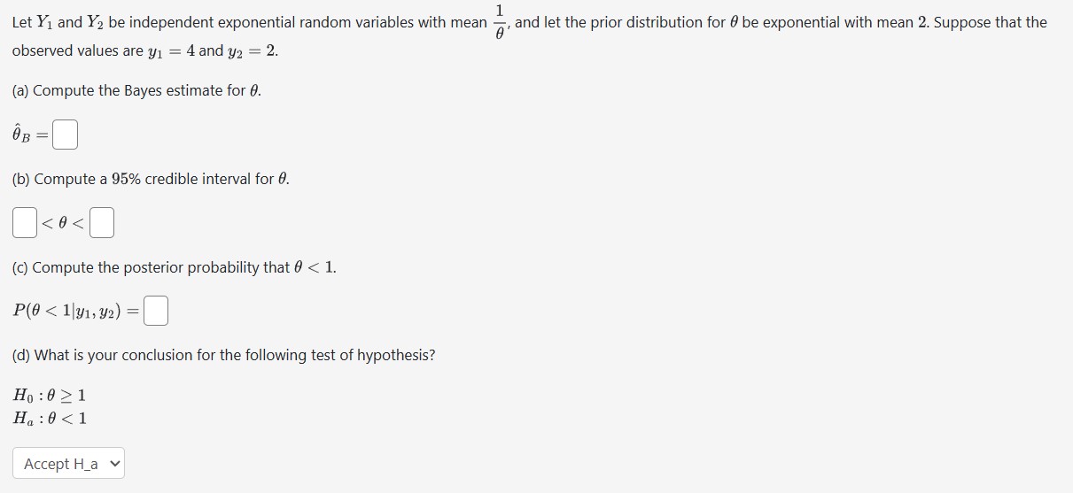 Solved Let Y1 ﻿and Y2 ﻿be independent exponential random | Chegg.com