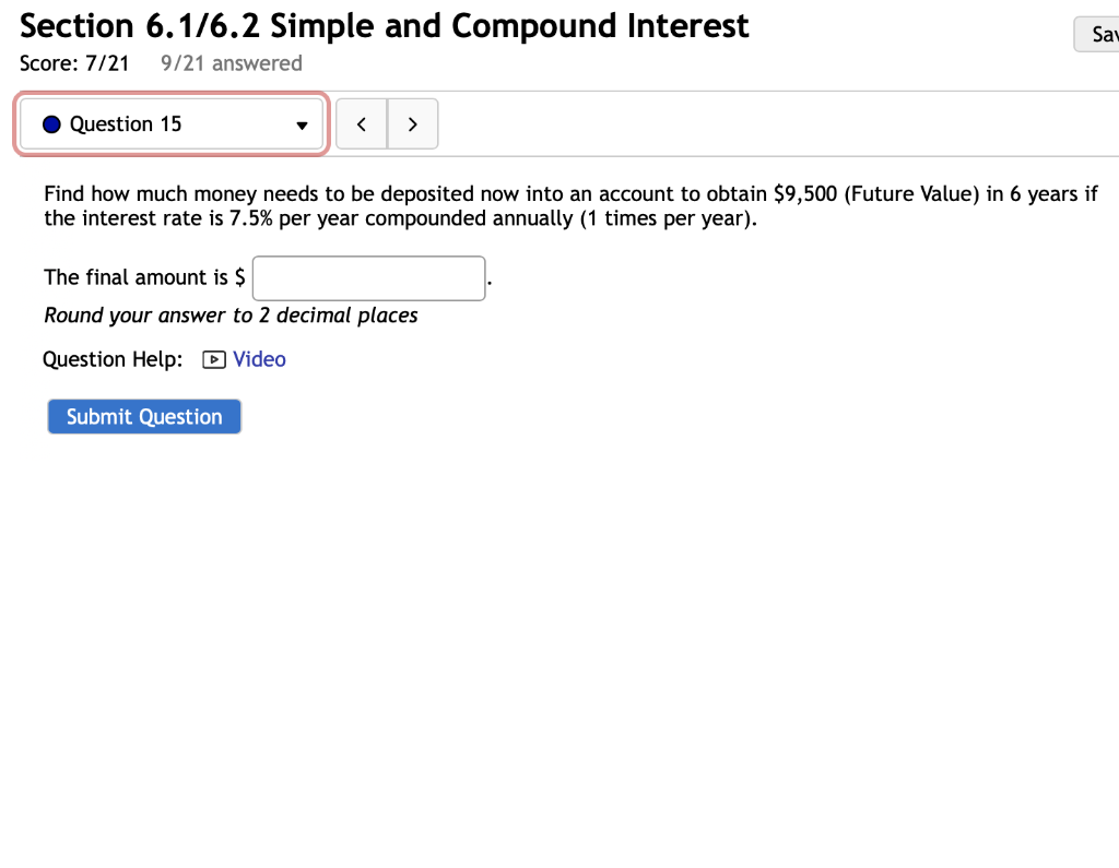 Solved Section 6.176.2 Simple and Compound Interest Say | Chegg.com