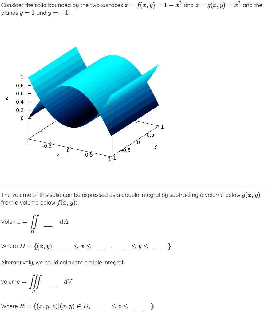 Solved Consider the solid bounded by the two surfaces | Chegg.com