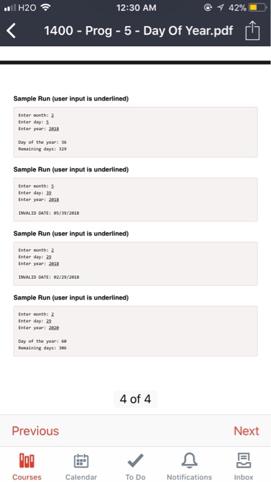 Solved "11 H20令 12:30 AM 1400-Prog-5-Day Of Year.pdf | Chegg.com