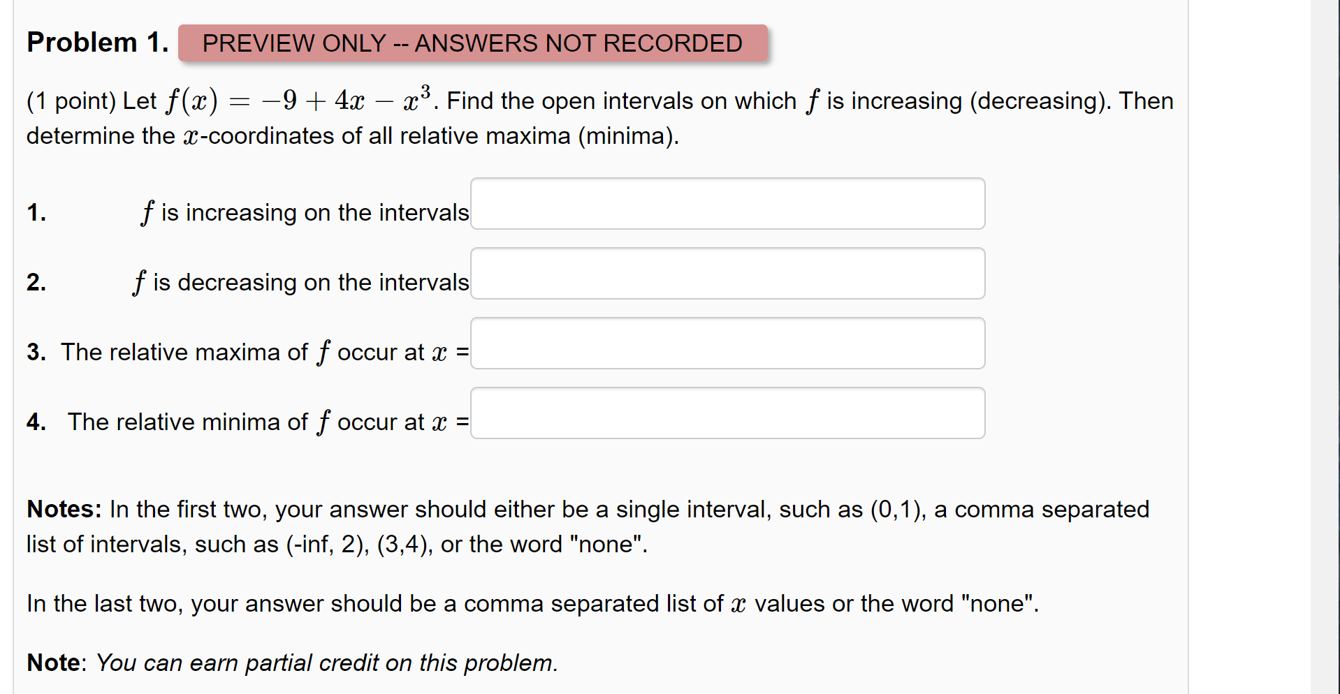 Solved Problem 1. PREVIEW ONLY -- ANSWERS NOT RECORDED (1 | Chegg.com