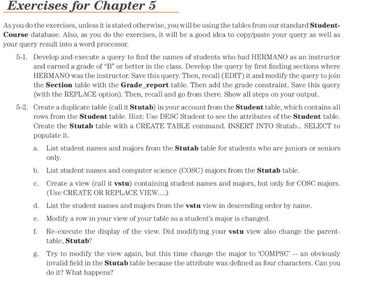 Solved As you do the exercises, unless it is stated | Chegg.com