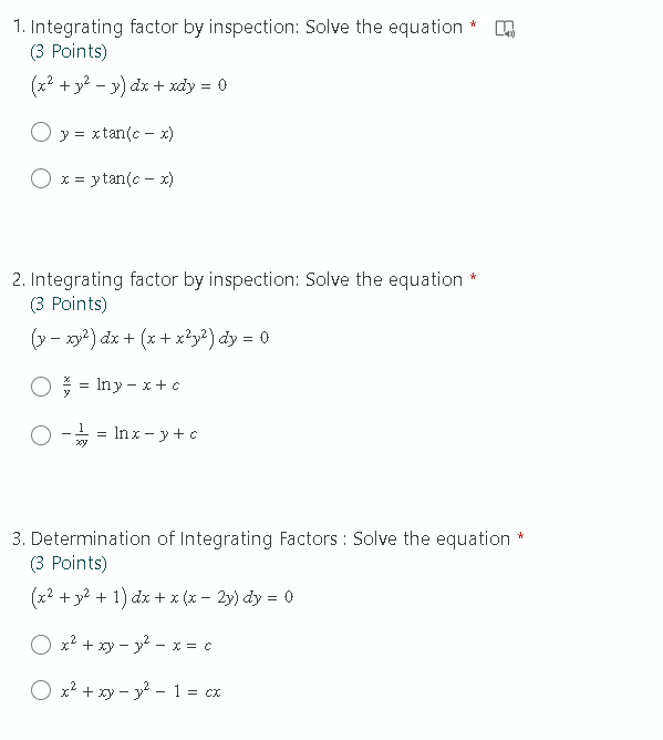 Solved 1. Integrating factor by inspection: Solve the | Chegg.com