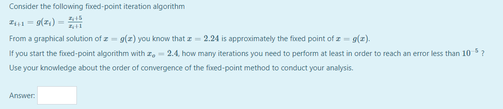 Consider the following fixed-point iteration | Chegg.com
