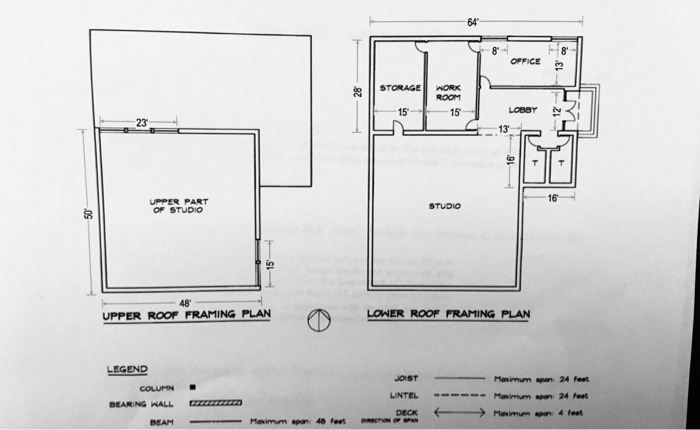 Develop an upper-level and lower-level roof framing | Chegg.com