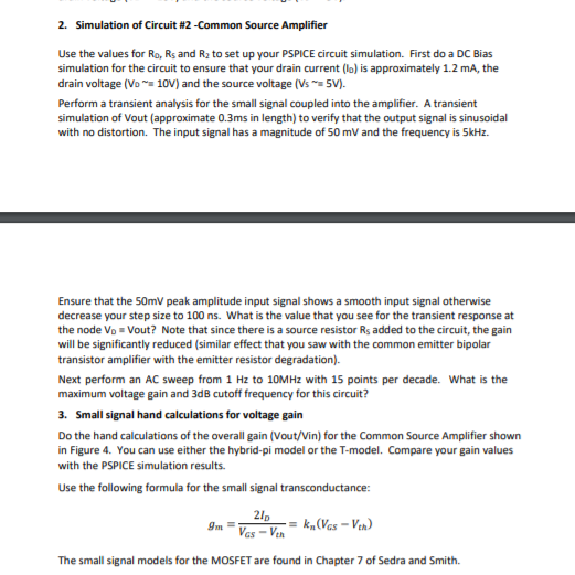 Solved B. Circuit #2 - MOSFET Common Source Amplifier 1. | Chegg.com