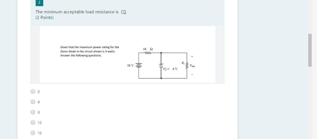 Solved The minimum acceptable load resistance is m (2 | Chegg.com