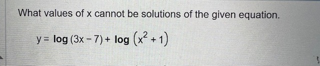 Solved What values of x ﻿cannot be solutions of the given | Chegg.com