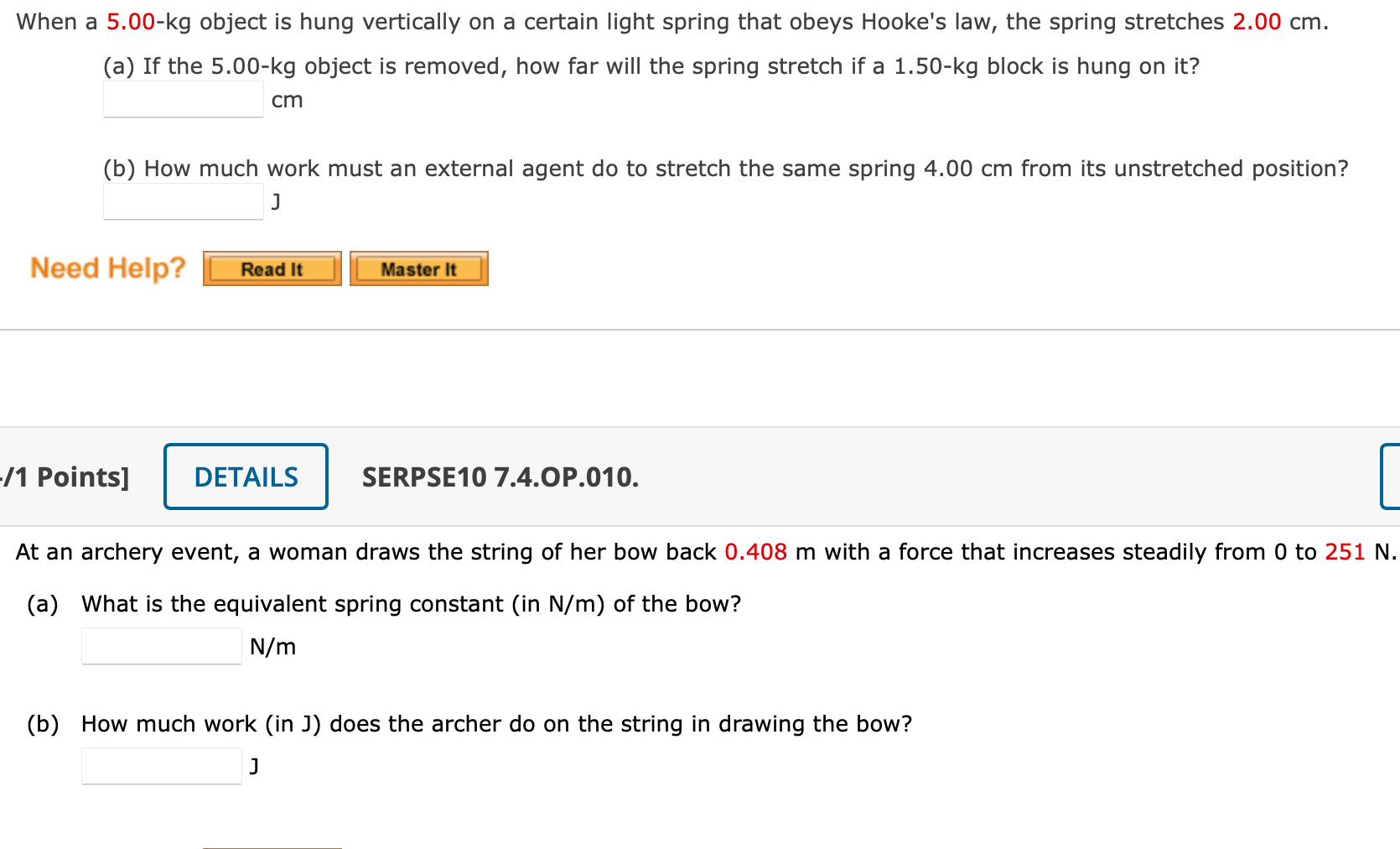 Solved When a 5.00−kg object is hung vertically on a certain | Chegg.com