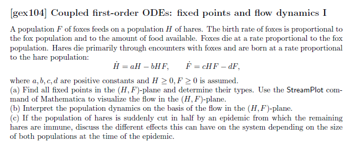 Solved [gex104] Coupled first-order ODEs: fixed points and | Chegg.com