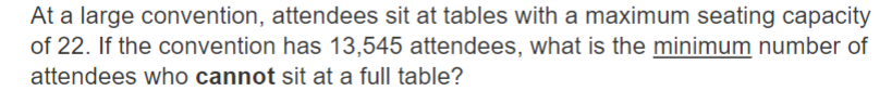 Solved At a large convention, attendees sit at tables with a | Chegg.com
