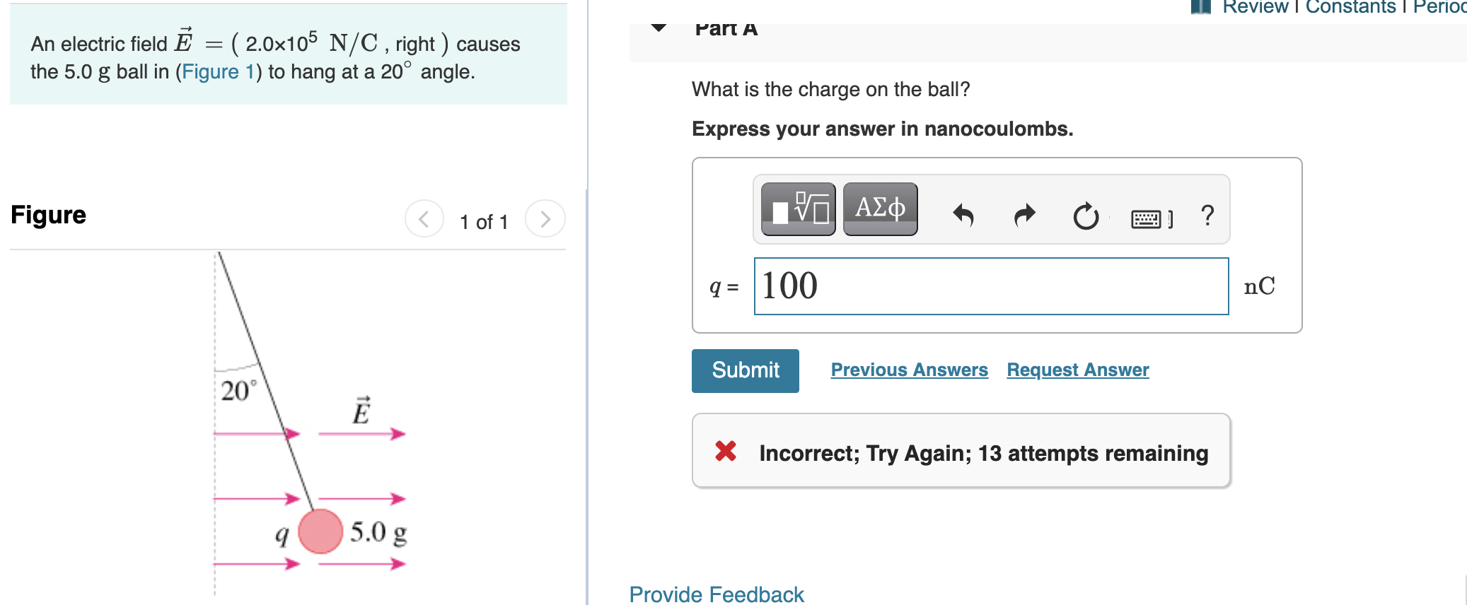 Solved Review | Constants Period Part A = An electric field | Chegg.com