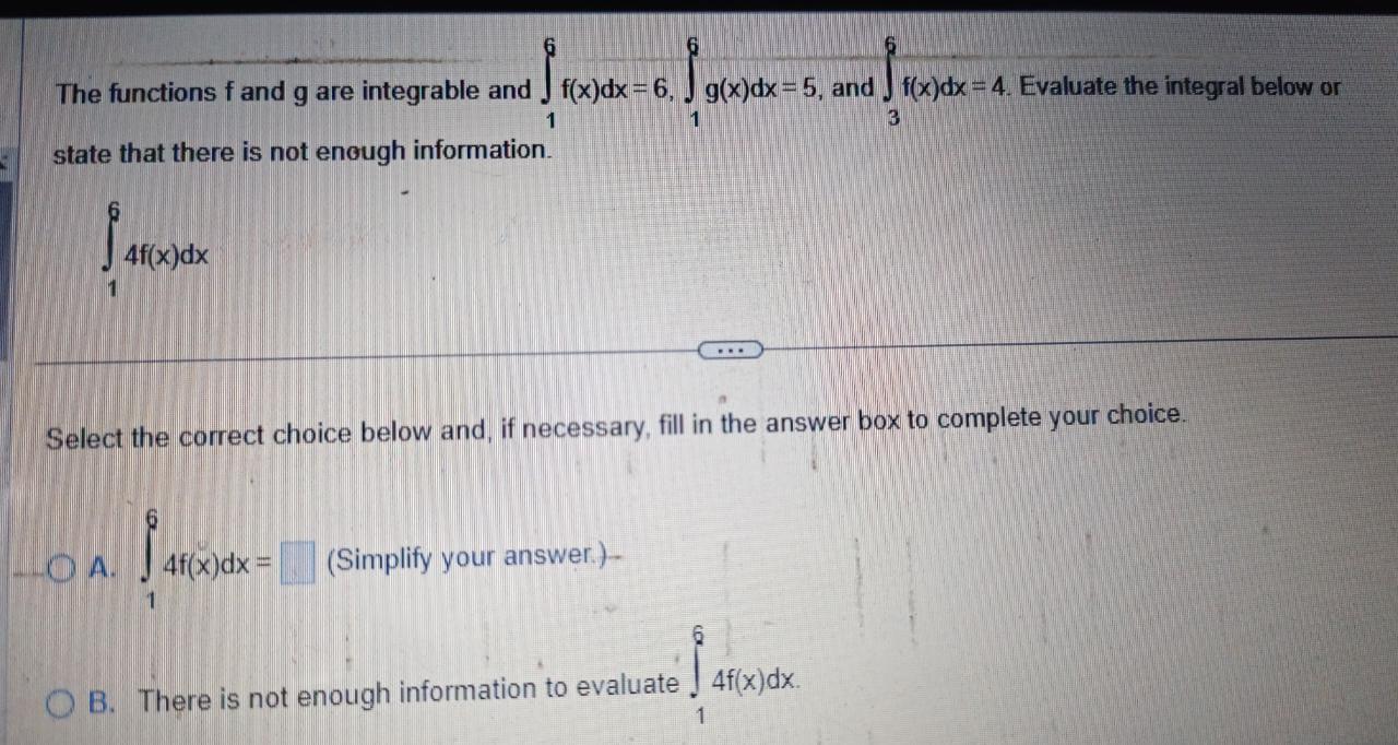 Solved The functions f and g are integrable and | Chegg.com