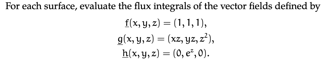 Solved For each surface, evaluate the flux integrals of the | Chegg.com