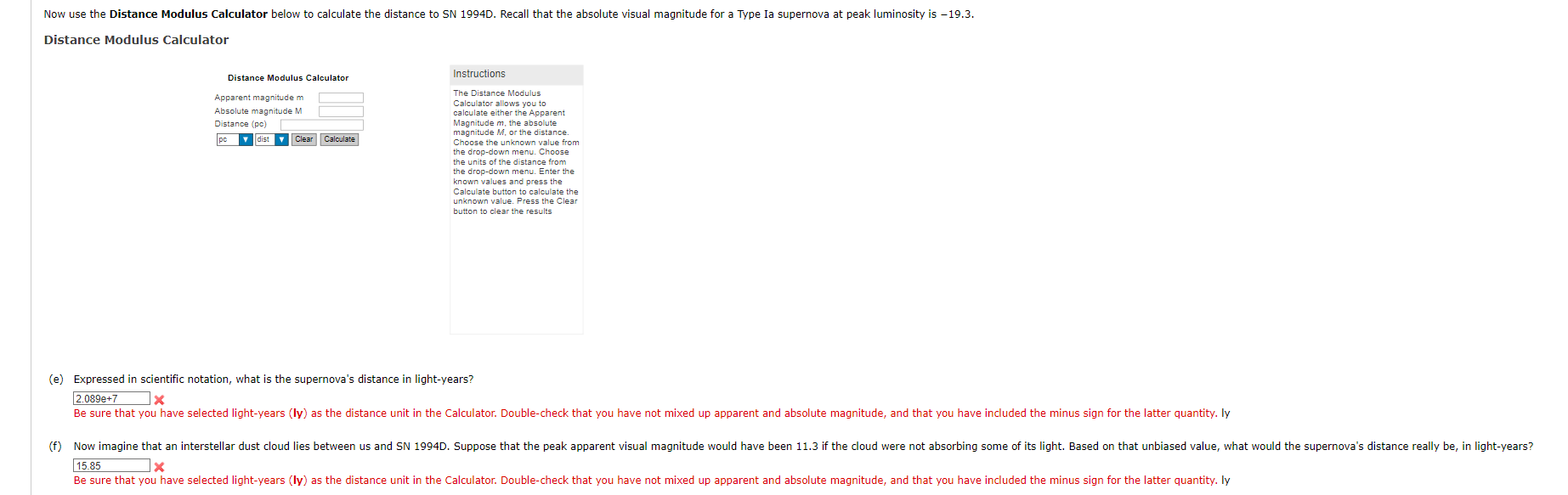 Distance Modulus Calculator E Expressed In