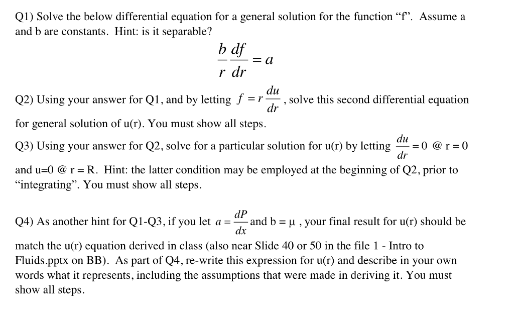 Solved Q1) Solve the below differential equation for a | Chegg.com