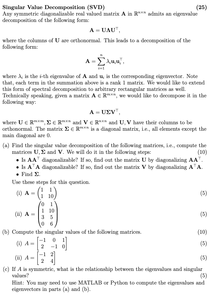 Singular Value Decomposition Svd 25 Any Symmetric