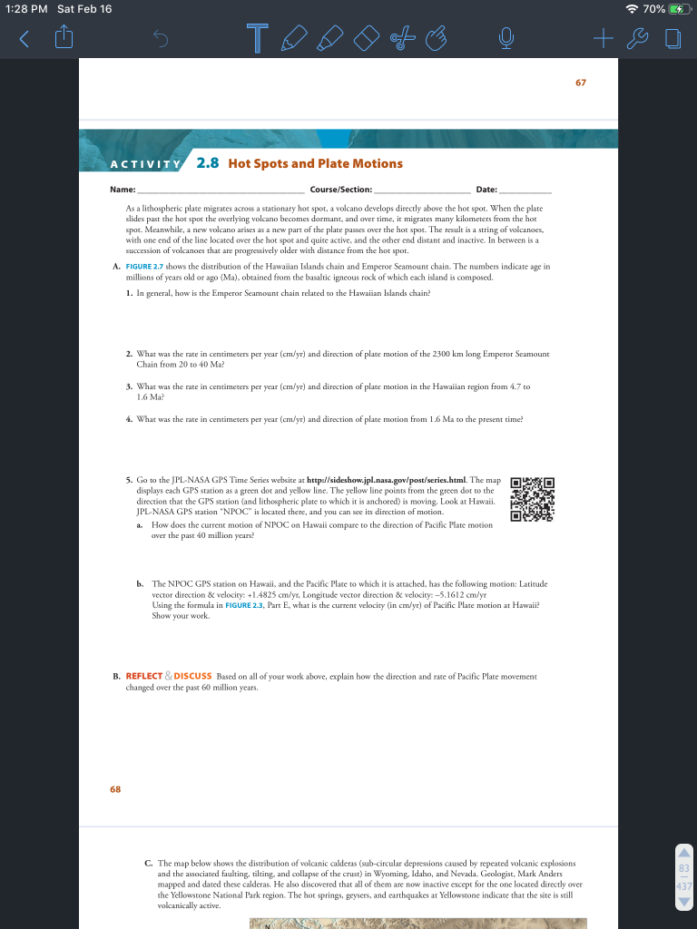 Solved 1:28 PM Sat Feb 16 令70% 67 ACTIVITY 2.8 Hot Spots and | Chegg.com