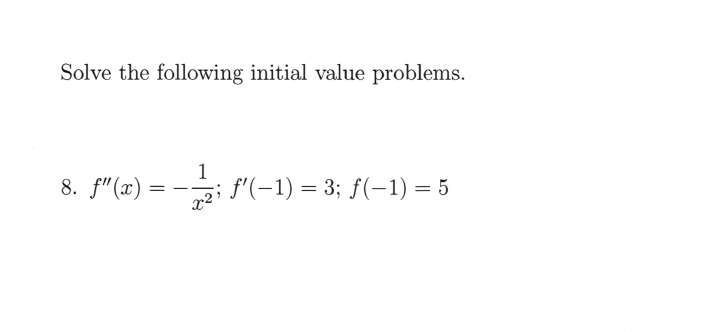 Solved Solve the following initial value problems. 8. | Chegg.com