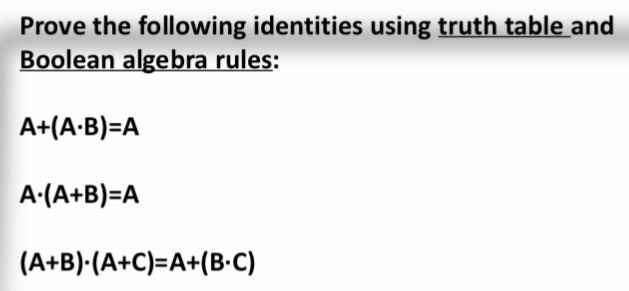 Solved Prove the following identities using truth table and | Chegg.com