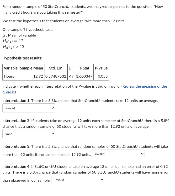 Solved Indicate if whether each interpretation of the | Chegg.com