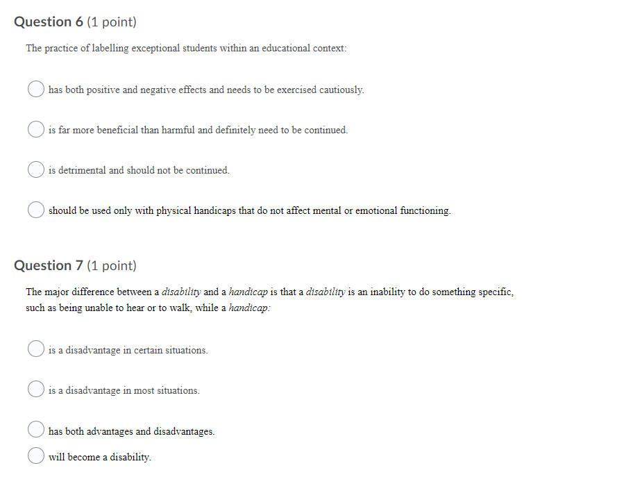 Solved Question 6 (1 point) The practice of labelling | Chegg.com