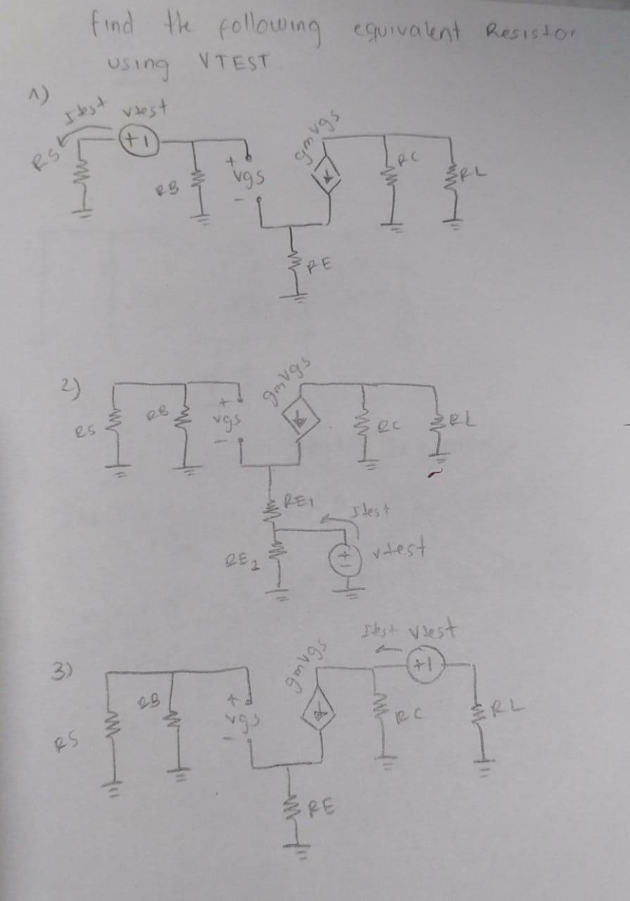 Solved find the following equivalent Resiston using VTEST | Chegg.com