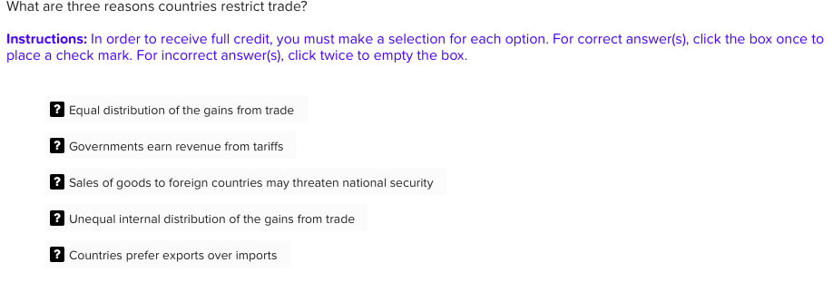 Solved What are three reasons countries restrict trade? | Chegg.com