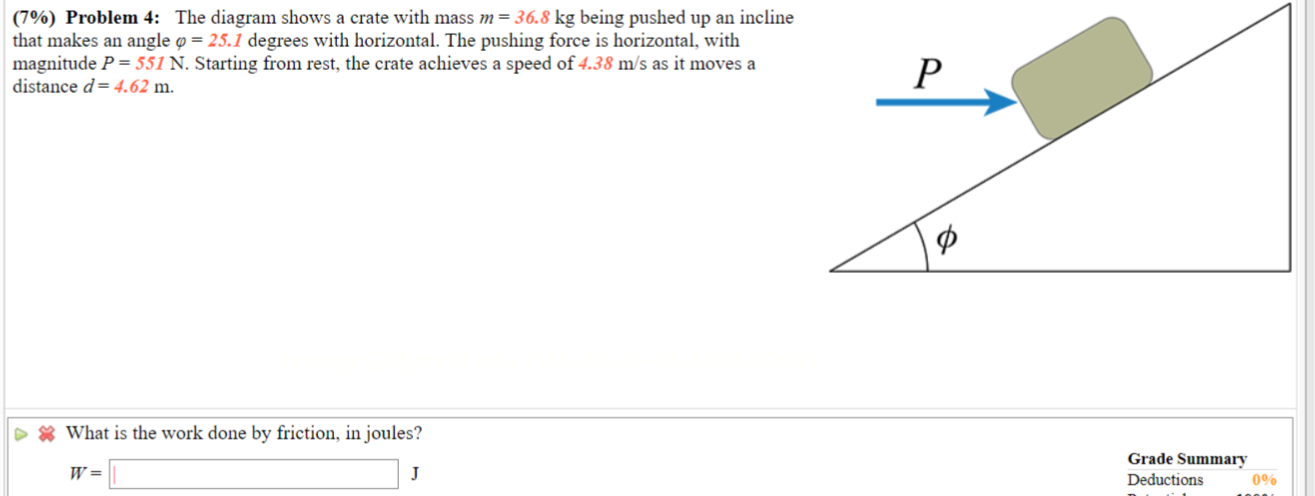 Solved (7\%) Problem 4: The diagram shows a crate with mass | Chegg.com